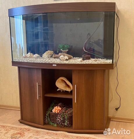 Аквриум панорамный Juwel на тумбе, с украшениями